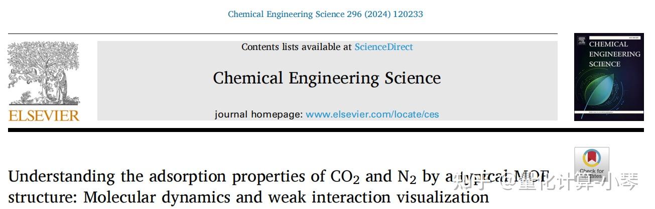 Chemical Engineering Science :分子动力学解释MOF结构CO2和N2吸附特性 - 知乎