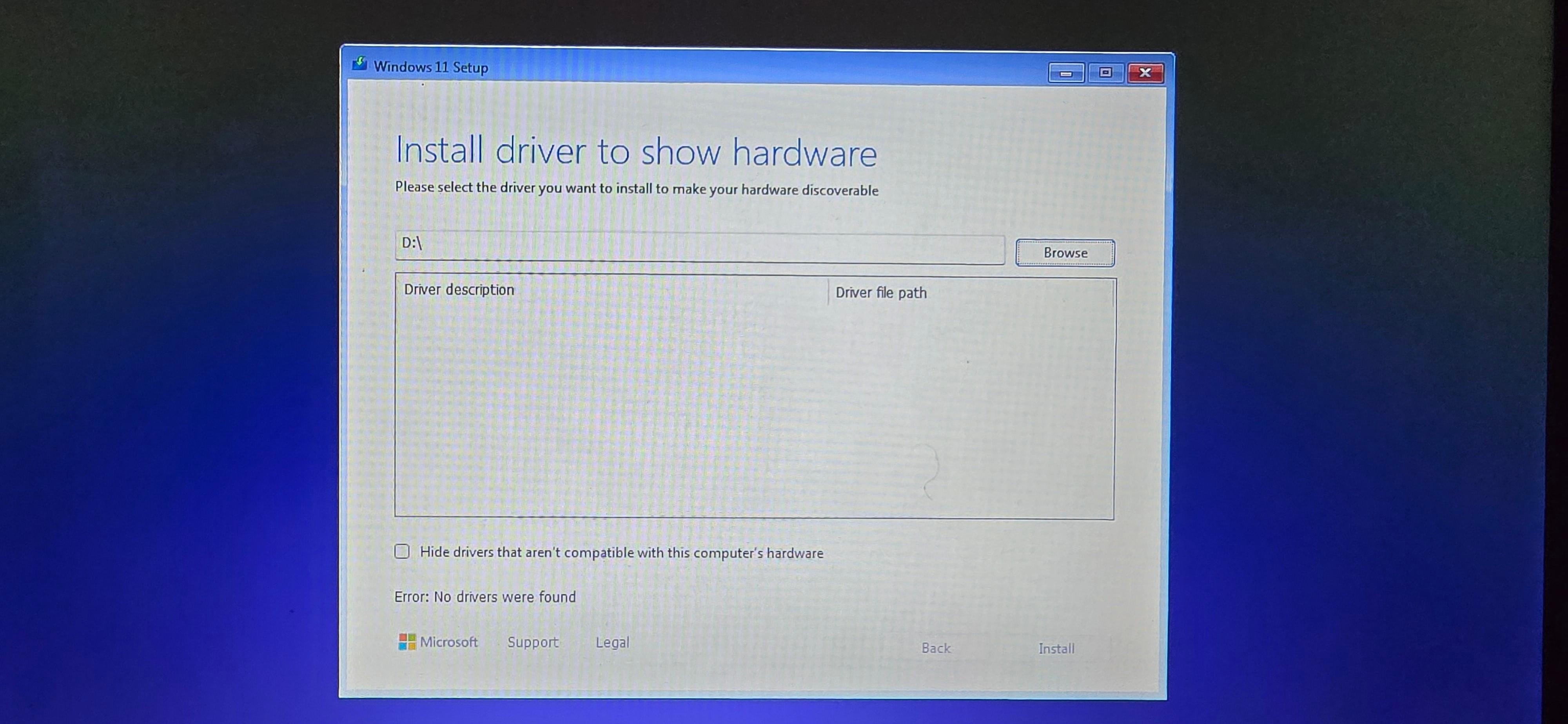 安装win11提示 install driver to show hardware.安装Windows过程中出现提示缺少驱动的问题.用U盘重装win10/11系统找不到驱动器怎么办 - 知乎