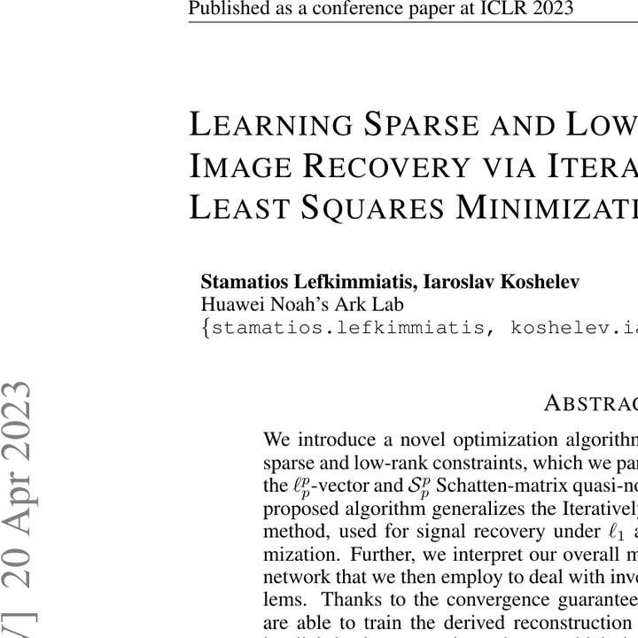 Learning Sparse and Low-Rank Priors for Image Recovery via Iterative Reweighted Least Squares ...