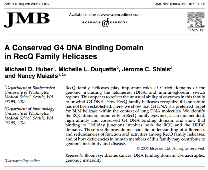 【文献翻译】RecQ家族解旋酶中一个保守的G4 DNA结合域 - 知乎
