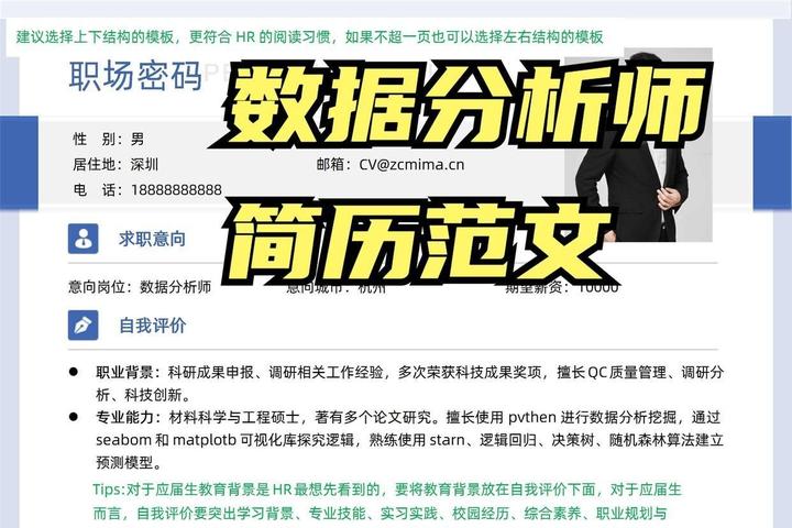数据分析师简历模板优质简历范文直接拿来用 知乎