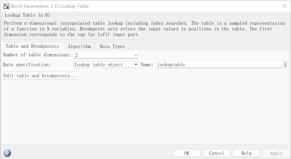 Simulink 2-D Lookup Table 数据设置 - 知乎
