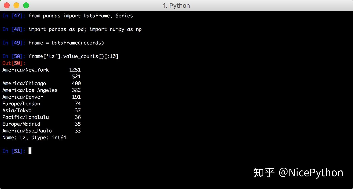 利用python进行数据分析2 尝试处理一份json数据并生成条形图 知乎 1702