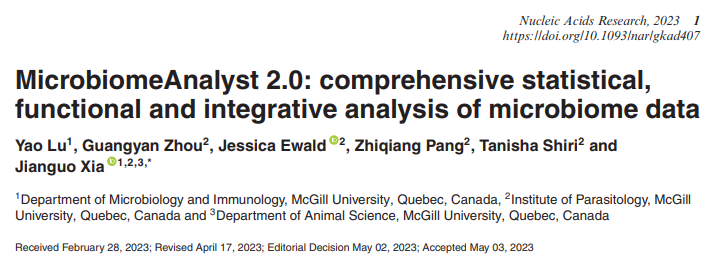 NAR | 加拿大麦吉尔大学夏建国组更新微生物组数据分析网站 MicrobiomeAnalyst 2 - 知乎