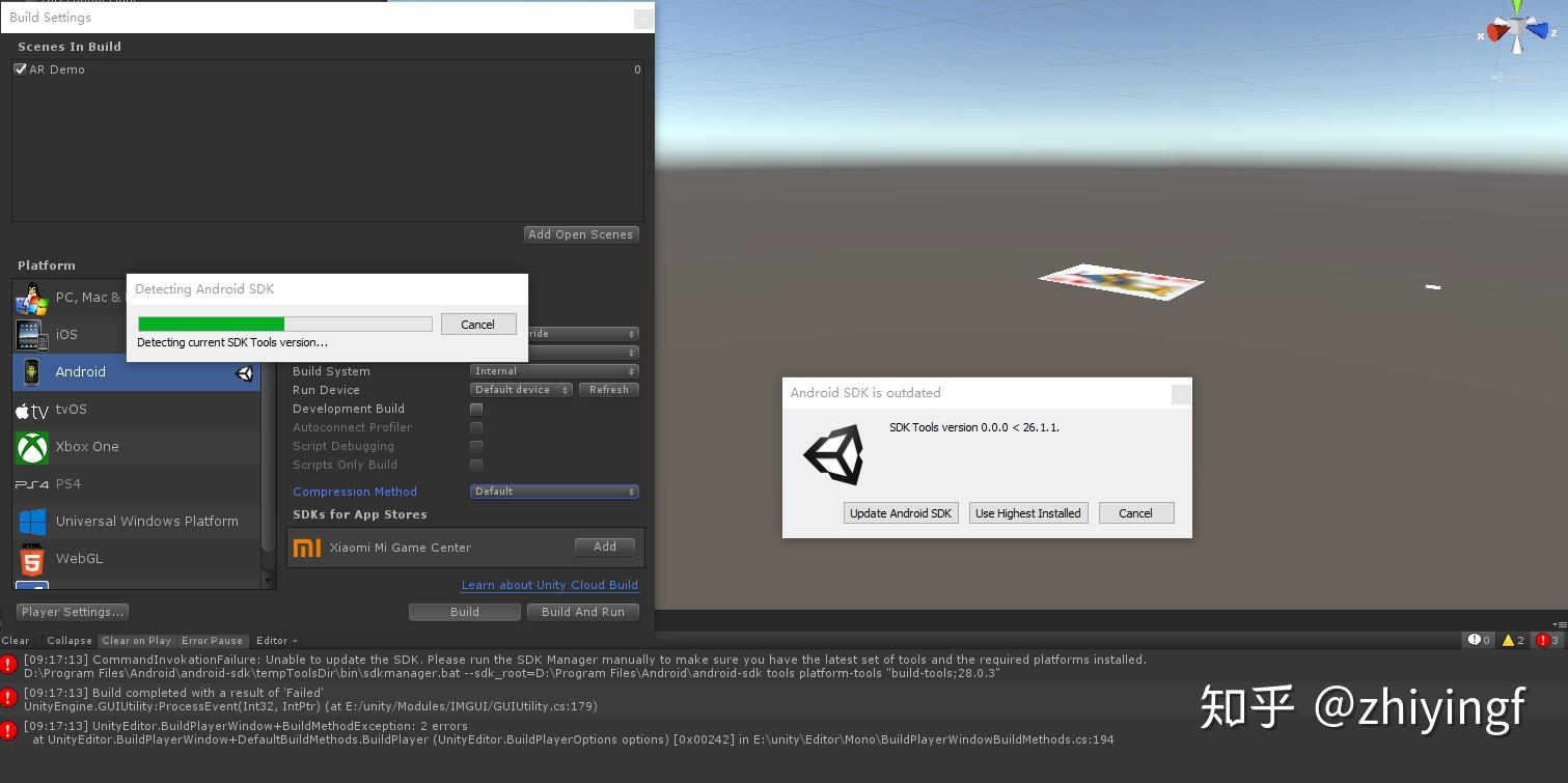 解决Unity2018打包，提示 SDK Tools version 0.0.0 ＜ 26.1.1 - 知乎