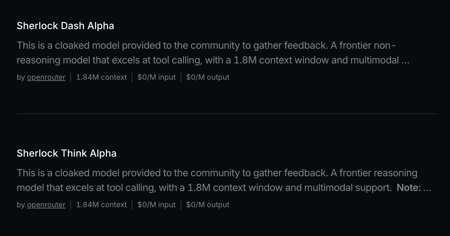 OpenRouter 上线 Sherlock 系列测试模型【AI 早报 2025-11-16】 - 知乎
