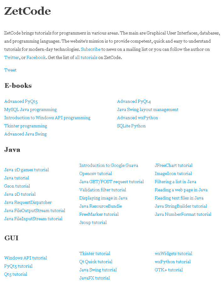 酷站推荐 - zetcode.com - ZetCode - Tutorial Program - 知乎
