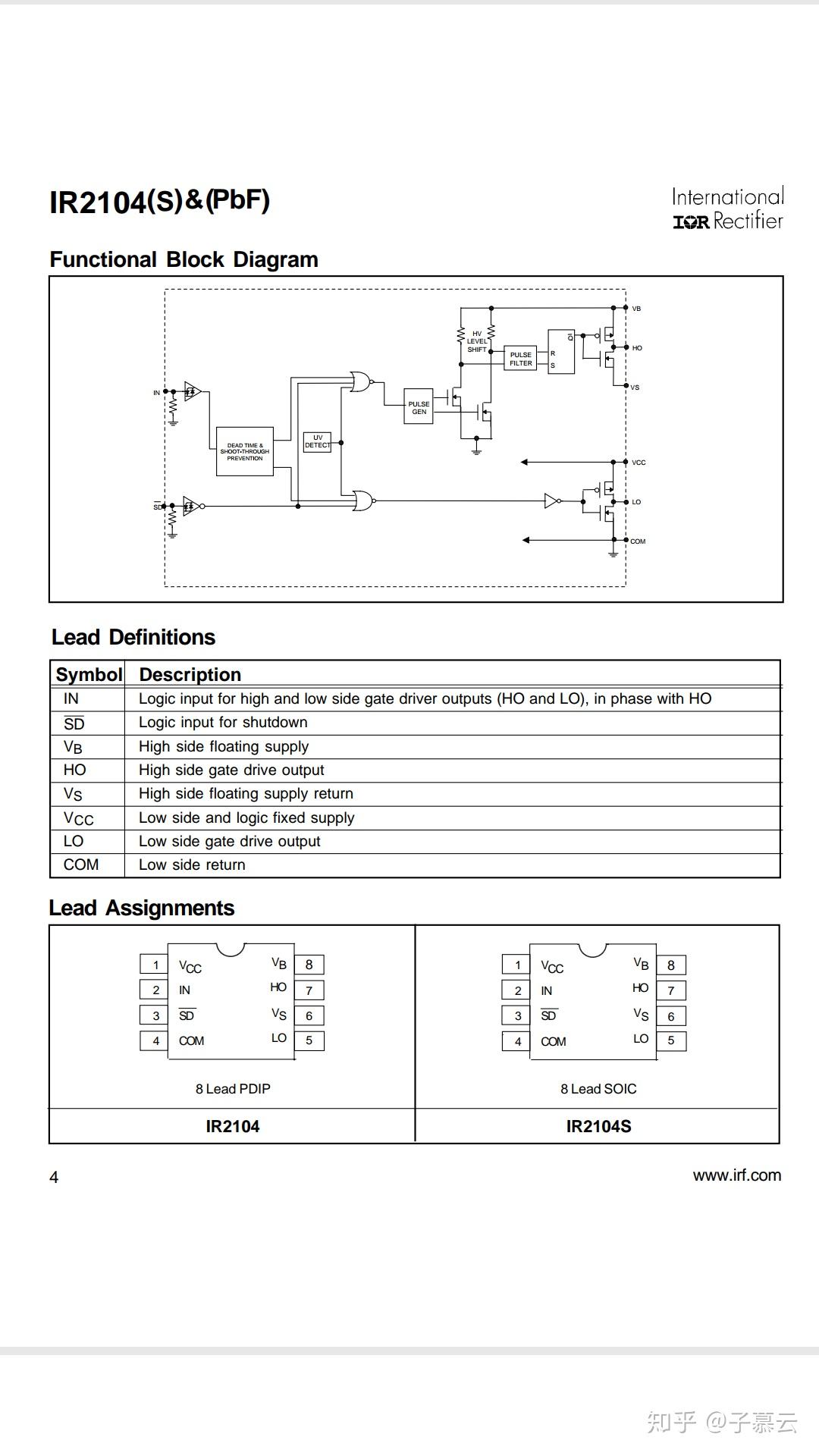 请问有人可以通俗地讲一下IR2104芯片的各个管脚的作用吗？ - 知乎