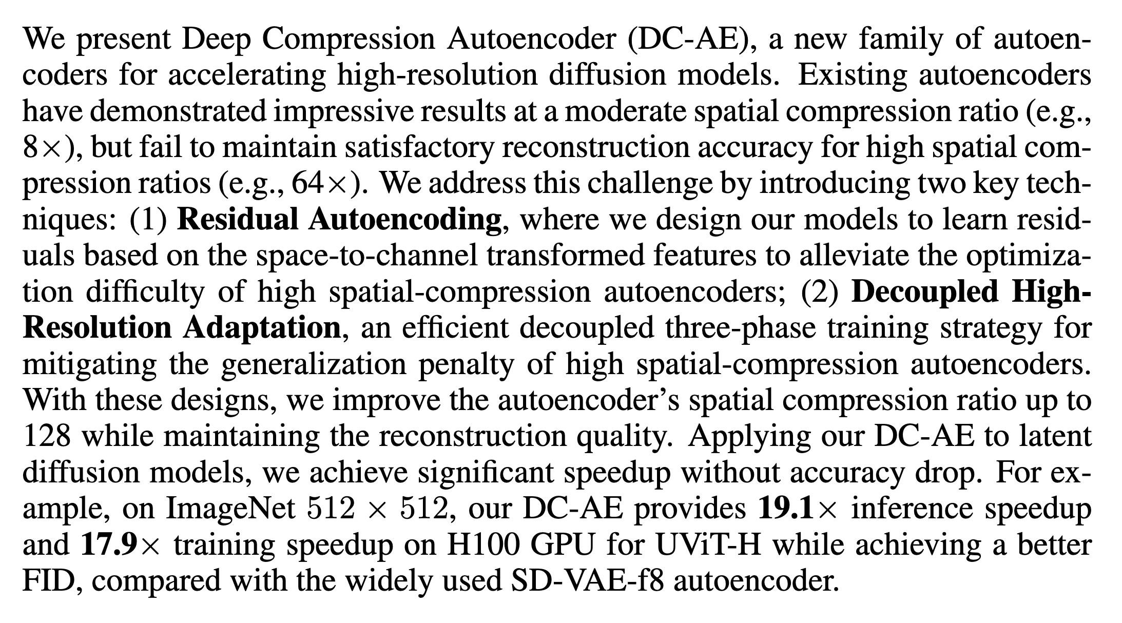 DEEP COMPRESSION AUTOENCODER FOR EFFICIENT HIGH-RESOLUTION DIFFUSION ...