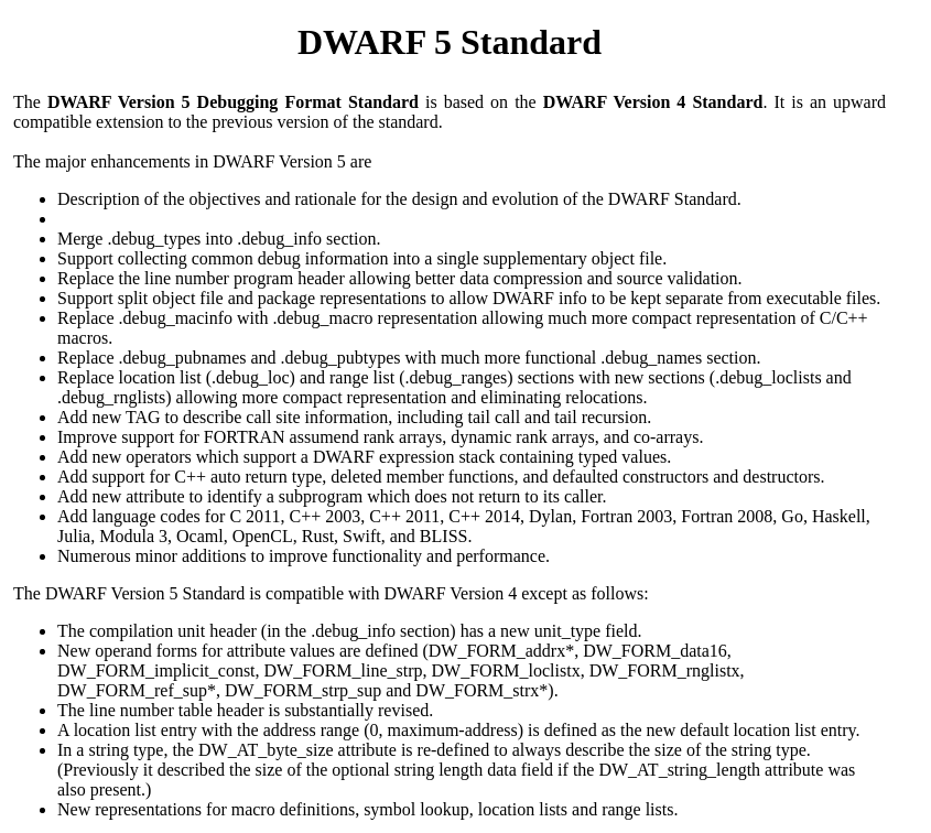 酷站推荐 - dwarfstd.org - DWARF Debugging Standard - 知乎