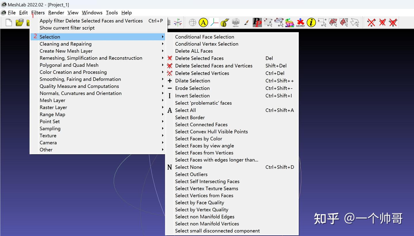 meshlab按钮翻译：Filters：Selection - 知乎