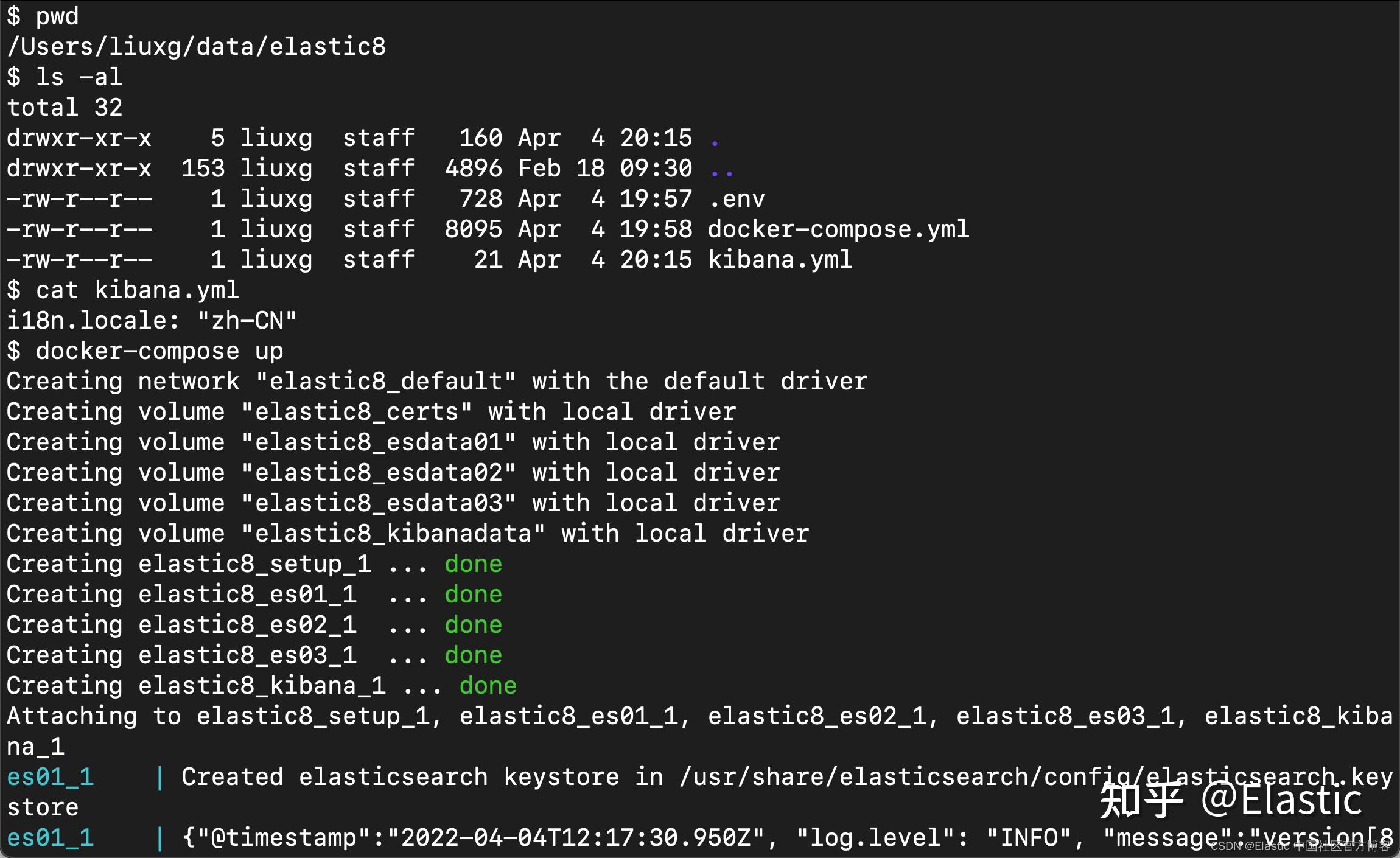 如何使用 Docker compose 来一键部署 Elastic Stack 8.x - 知乎