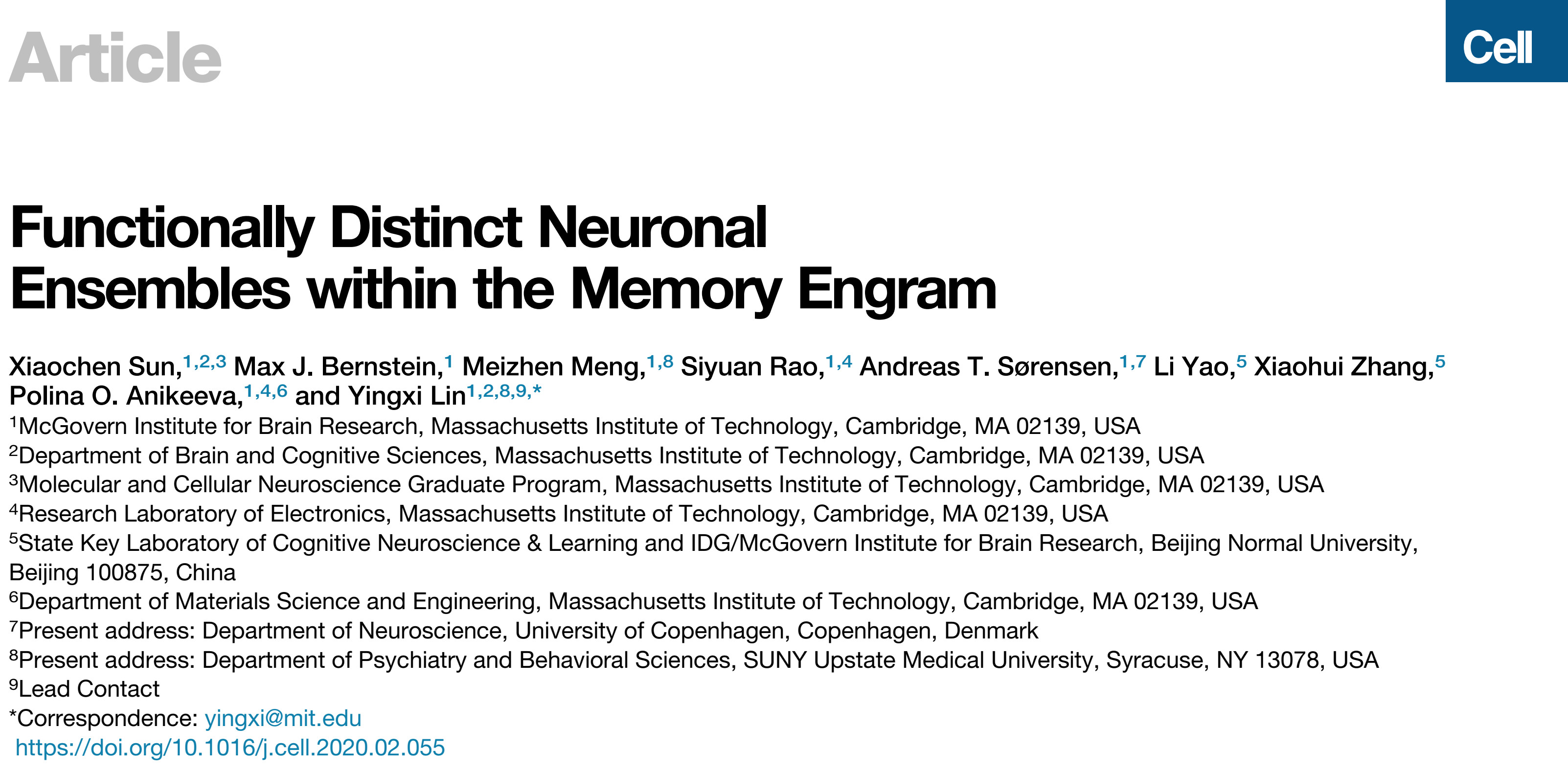 Cell | 记忆的“举一反三”和“因地制宜”背后的神经生物学基础 - 知乎