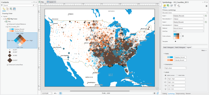 ArcGIS Pro地图可视化—双变量关系映射 - 知乎