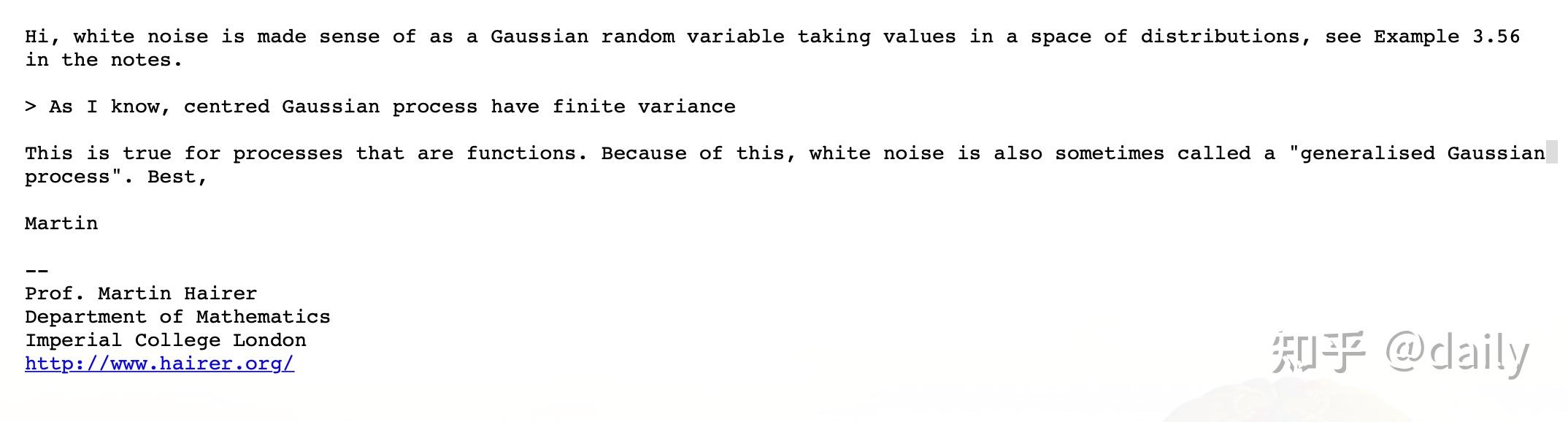 如何理解随机分析中白噪音过程是一个高斯过程? - 知乎