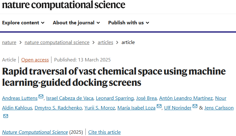 Nat. Comput. Sci. | 利用机器学习引导的对接筛选，实现快速遍历广阔化学空间 - 知乎