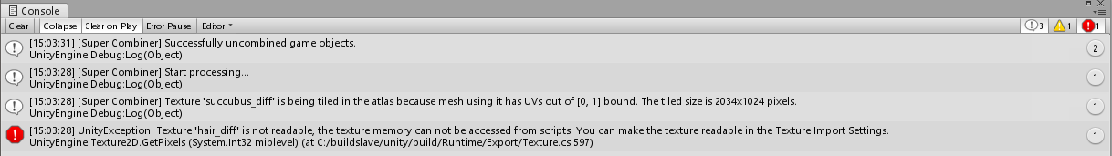 Unity插件SuperCombiner合并报错“Texture '文件名' is not readable”。 - 知乎