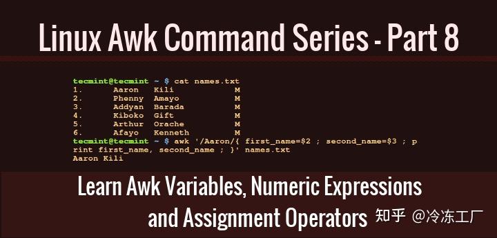 Linux｜Awk 变量、数字表达式和赋值运算符 - 知乎