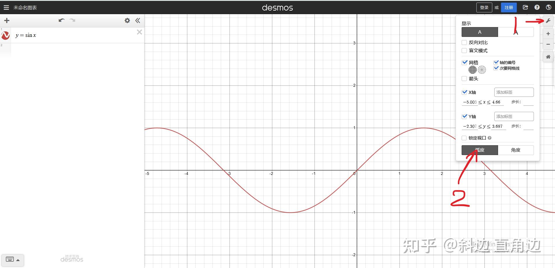 Desmos中sin（x）的图像怎么是条直线？ - 知乎
