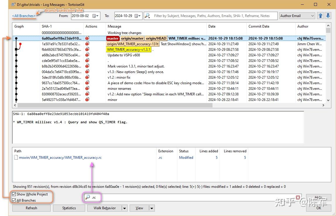 TortoiseGit → Show log, UI 设计上一个非常糟糕的地方, 展示逻辑颠倒 - 知乎