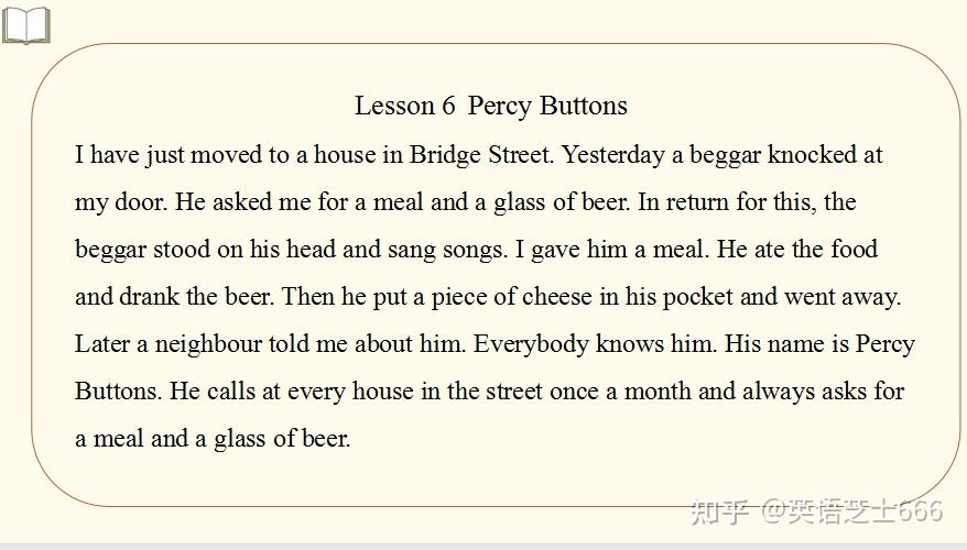 新概念英语2 第六课 Percy Buttons 文字版笔记 - 知乎