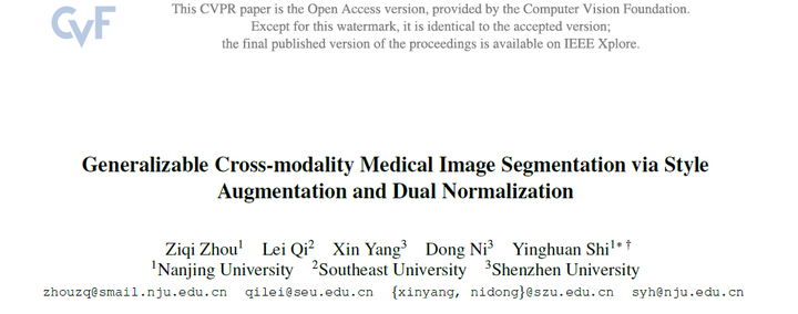 论文笔记21：Generalizable Cross-modality Medical Image Segmentation via ...