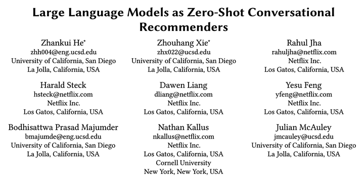 【论文解读之LLM用于推荐系统系列】——Large Language Models as Zero-Shot Conversational Recommenders - 知乎