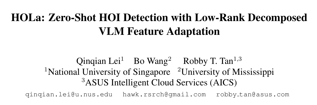 ICCV 2025 | HOLa，基于低秩分解VLM特征自适应的零样本HOI检测 - 知乎